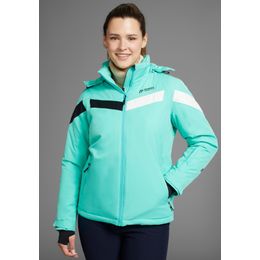 Winterjacke Maier Sports "Damen Jacke wattiert", Damen, Gr. 44, grün (electric grün), Obermaterial: 100% Polyester, Windstopperbündchen mit verstellbarem Klettverschluss, Jacken, Wasser & winddicht & atmungsaktiv in großen Größen