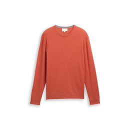Tom Tailor Herren Strickpullover mit Kaschmir-Anteil, orange, Meliert, Gr. L