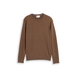 Tom Tailor Herren Strickpullover mit Kaschmir-Anteil, braun, Meliert, Gr. XL