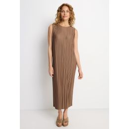 Plisseekleid Lascana, Damen, Gr. 40, N-Gr, braun, Jersey, Obermaterial: 88% Polyester, 12% Elasthan, unifarben, figurumspielend ca. Mitte Wade, Rundhals, Kleider, in Midil&auml;nge, Tr&auml;gerkleid, Sommerkleid