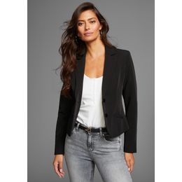 Kurzblazer Melrose, Damen, Gr. 42, schwarz, Web, Obermaterial: 95% Polyester, 5% Elasthan. Futter: 100% Polyester, unifarben, sehr figurbetont kurz, Blazer, Topseller