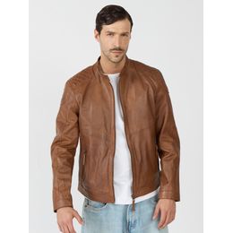 Lederjacke Mustang "Max", Herren, Gr. 3XL, braun (cognac), Obermaterial: 100% Lammleder; Innenfutter: 100% Baumwolle; &Auml;rmelfutter: 100% Polyester, ohne B&uuml;ndchen, Jacken