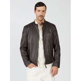 Lederjacke Mustang "Max", Herren, Gr. 4XL, braun (schwarz braun), Obermaterial: 100% Lammleder; Innenfutter: 100% Baumwolle; &Auml;rmelfutter: 100% Polyester, ohne B&uuml;ndchen, Jacken