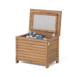 Tchibo - Dekorative Coolbox mit Flaschenöffner - 66,5x45,5x51,5cm - hellgrau - Akazienholz / Polystyrol / Polypropylen