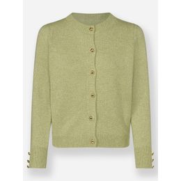 WITT Damen Strickjacke mit Schmuckkn&ouml;pfen, schilf-meliert, Gr&ouml;&szlig;e 36
