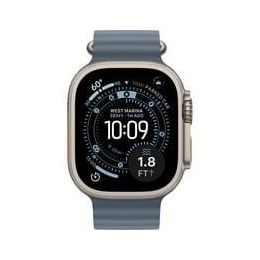 Apple Watch Ultra 3, Smartwatch titan, 49 mm, Ocean Armband maritimblau, Titangeh&auml;use, Cellular