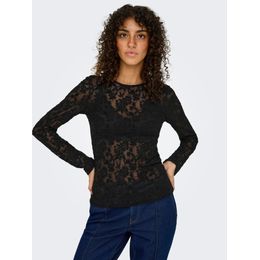 Langarmshirt Only "ONLBLAISE L/S TOP JRS", Damen, Gr. XS, schwarz, Jersey, Obermaterial: 100% Polyester, unifarben, Rundhals, Shirts