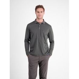 Langarm-Poloshirt Lerros, Herren, Gr. L, gr&uuml;n (nordic olive), Web, Obermaterial: 50% Baumwolle, 50% Polyester, unifarben, normal h&uuml;ftbedeckend, Rundhals, Shirts, mit Logo-Stickerei
