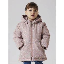 Outdoorjacke name it "NMFMAXI PA JACKET AOP NOOS", Jungen, Gr. 116, rosa (woodrose aop:flower), Web, Obermaterial: 100% Polyester, bedruckt, ca. Mitte Oberschenkel, Jacken, mit dekorativen und reflektierenden Details