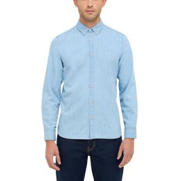 Mustang Herren Langarmhemd "Herren Style Cullman"blau 200, Gr. XXL, unifarben, Twill, 100% Baumwolle, Hemden