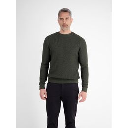 Strickpullover Lerros, Herren, Gr. L, grün (nordic olive), Strick, Obermaterial: 100% Baumwolle, bestickt, unifarben, normal hüftbedeckend, Rundhals, Bündchen, Pullover, mit Logo-Stickerei und in Struktur-Optik