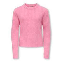 Strickpullover KIDS Only "KOGJEANETT LIFE LS RIB O-NECK CP KNT", Jungen, Gr. 158/164, pink (sea pink), Strick, Obermaterial: 88% Polyester, 6% Elasthan, 6% Nylon, unifarben, Rundhals, Pullover