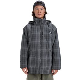 Quiksilver Herren Snowboardjacke "Live Wire"mercury check schwarz, Gr. S, 63% recyceltem Nylon, 37% Nylon, Jacken