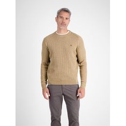 Lerros Herren Strickpulloverlight coffee, Gr. L, bestickt, unifarben, Strick, Obermaterial: 100% Baumwolle, Pullover, mit Logo-Stickerei und in