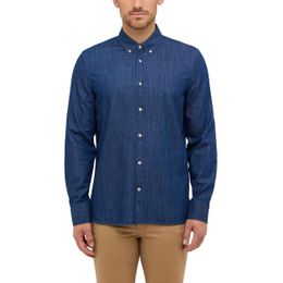 Mustang Herren Langarmhemd "Herren Style Cullman"blau 700, Gr. S, unifarben, Twill, 100% Baumwolle, Hemden