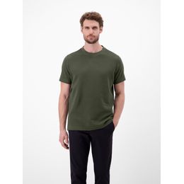 T-Shirt Lerros, Herren, Gr. M, gr&uuml;n (nordic olive), Piqu&eacute;, Obermaterial: 99% Baumwolle, 1% Elasthan, unifarben, normal h&uuml;ftbedeckend, Rundhals, Shirts T-Shirt, in Waffel-Piqu&eacute; und mit Logo-Badge