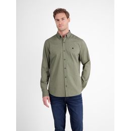 Langarmhemd Lerros "Oxford Solid", Herren, Gr. L, N-Gr, nordic olive, Web, Obermaterial: 98% Baumwolle, 2% Elasthan, unifarben, normal hüftbedeckend, Rundhals, Hemden, mit Button-Down-Kragen