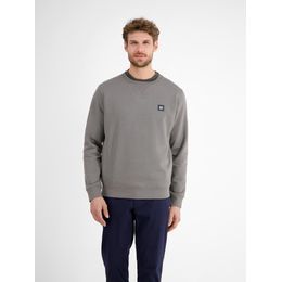 Sweater Lerros, Herren, Gr. L, grau (basalt grau), Sweatware, Obermaterial: 50% Baumwolle, 50% Polyester, unifarben, normal hüftbedeckend, Rundhals, Bündchen, Sweatshirts Sweater, mit Logo-Badge