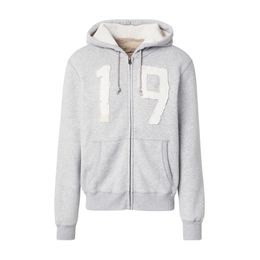 Hollister Sweatjacke Herren Gr&ouml;&szlig;e L hellbeige / hellgrau / wei&szlig;