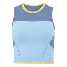 Hummel Sporttop Damen Gr&ouml;&szlig;e M/L rauchblau / hellblau / gelb
