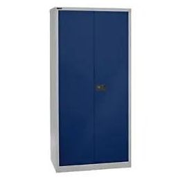 Bisley Flügeltürenschrank Stahl 4 Fachböden abschließbar 914 x 500 x 1.950 mm Blau, Hellgrau