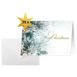 Sigel Eucalyptus Magic Weihnachtskarte 21,1 x 15,1 cm Grün, Weiß 25 Stück