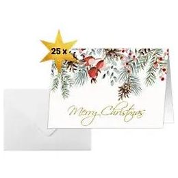 Sigel Weihnachtskarte 21,1 x 15,1 cm Grün, Rot 25 Stück