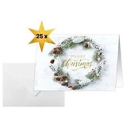 Sigel Weihnachtskarte 21,1 x 15,1 cm Grün, Weiß 25 Stück