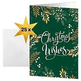 Sigel Weihnachtskarte 21,1 x 15,1 cm Beige, Grün 25 Stück