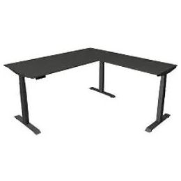 Kerkmann Elektronisch Höhenverstellbar Sitz-Stehschreibtisch Anthrazit T-Fuß 1.800 (B) x 1.800 (T) x 1.290 (H) mm Metall, Holz