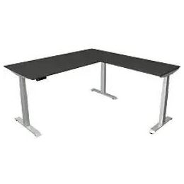 Kerkmann Elektronisch Höhenverstellbar Sitz-Stehschreibtisch Anthrazit T-Fuß 1.800 (B) x 1.800 (T) x 1.290 (H) mm Metall, Holz