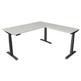 Kerkmann Elektronisch Höhenverstellbar Sitz-Stehschreibtisch Hellgrau T-Fuß 1.800 (B) x 1.800 (T) x 1.290 (H) mm Metall, Holz