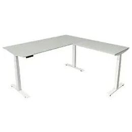 Kerkmann Elektronisch Höhenverstellbar Sitz-Stehschreibtisch Hellgrau T-Fuß 1.800 (B) x 1.800 (T) x 1.290 (H) mm Metall, Holz