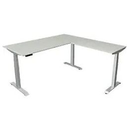 Kerkmann Elektronisch Höhenverstellbar Sitz-Stehschreibtisch Hellgrau T-Fuß 1.800 (B) x 1.800 (T) x 1.290 (H) mm Metall, Holz
