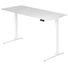 Hammerbacher XBHM VXBHM Elektrisch Höhenverstellbar Sitz-Stehschreibtisch Rechteckig Weiß C-Fuß 1.800 (B) x 800 (T) x 1.290 (H) mm Spanplatte, Stahl, Aluminium