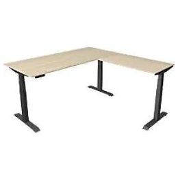 Kerkmann Elektronisch Höhenverstellbar Sitz-Stehschreibtisch Ahorn T-Fuß 1.800 (B) x 1.800 (T) x 1.290 (H) mm Metall, Holz