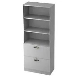 Hammerbacher Future Melaminharzbeschichtete Spanplatte Aktenschrank 2 Fachb&ouml;den 800 x 420 x 2.004 mm Grau