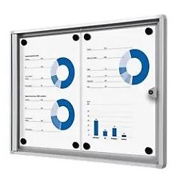 SHOWDOWN Abschlie&szlig;barer Schaukasten Magnetisch 49,1 B x 35 H cm Silber 2 x DIN A4