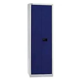 Bisley Universal Flügeltürenschrank Stahl 4 Fachböden abschließbar 600 x 400 x 1.950 mm Blau, Hellgrau