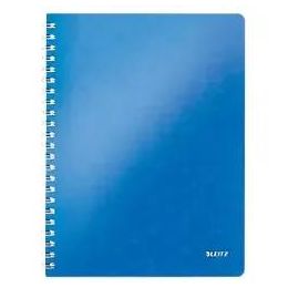 Leitz WOW Notizbuch A4 kariert, drahtgebunden PP-Einband 46380036 160 Seiten 80 Blatt Blau