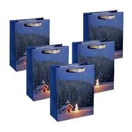 Sigel Geschenktüte Weihnachten Papier Blau 26 x 12 x 33 cm 5 Stück