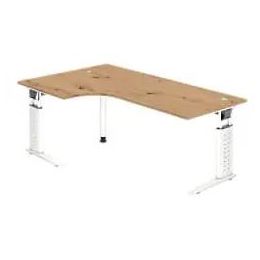 Hammerbacher VUS Höhenverstellbar Eckschreibtisch Freiform Eiche C-Fuß 2.000 (B) x 1.200 (T) x 860 (H) mm Spanplatte, Stahl
