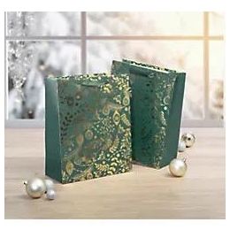 Sigel Geschenktüte Weihnachten Papier Grün, Gold 23 x 10 x 23 cm 5 Stück