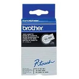 Brother TC-201 Authentic Schriftband Selbstklebend Schwarzer Druck auf Weiß 12 mm x 7.7m