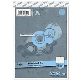 URSUS Style Notizblock DIN A6 Kariert Geheftet Papier Grau Perforiert 100 Seiten