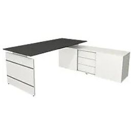 Kerkmann Form 4 Eckschreibtisch Anthrazit Wenge Wange 3 Schübe 1.950 (B) x 1.770 (T) x 740 (H) mm