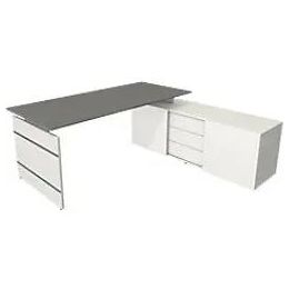 Kerkmann Form 4 Eckschreibtisch Graphit Wange 3 Schübe 1.950 (B) x 1.770 (T) x 740 (H) mm