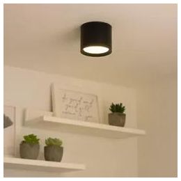 Flache Aufbauleuchte IP44 GX53 - Farbe: schwarz - Leuchtmittel: 6W warmweiß