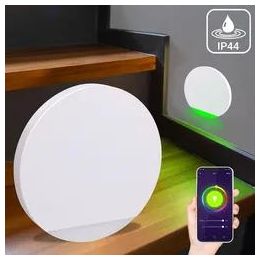 LED Treppenleuchte IP44 rund wei&szlig; - Lichtfarbe: Smart Tuya RGB CCT 3W - Lichtaus...