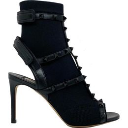 Valentino Garavani Sandalen - Valentino Rockstud Sock Heel Sandals - Gr. 41 (EU) - in Schwarz - f&uuml;r Damen